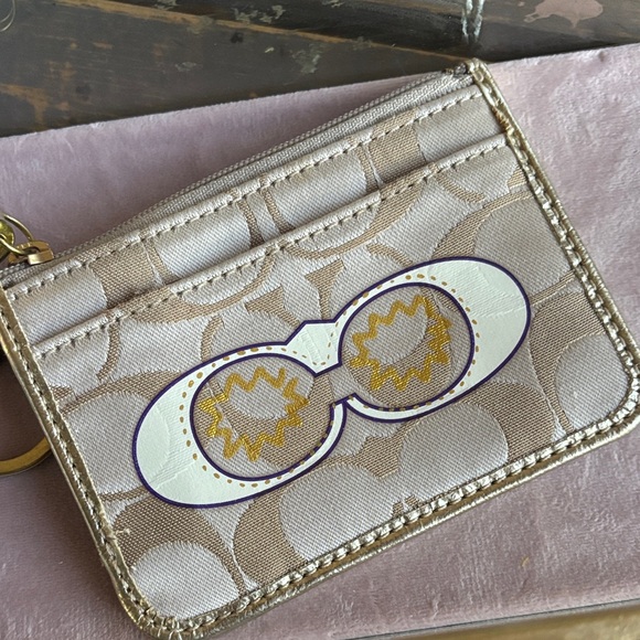Coach | Bags | Coach Tan Card Holder With Gold Accents | Poshmark